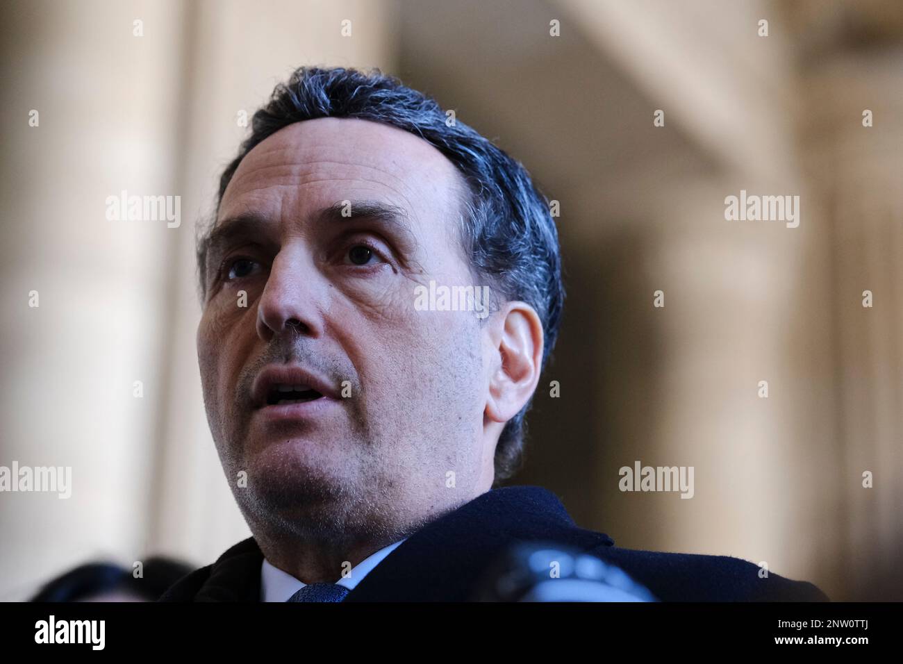 Brussels, Belgium. 28th Feb, 2023. Greek Lawyer of the former vice ...