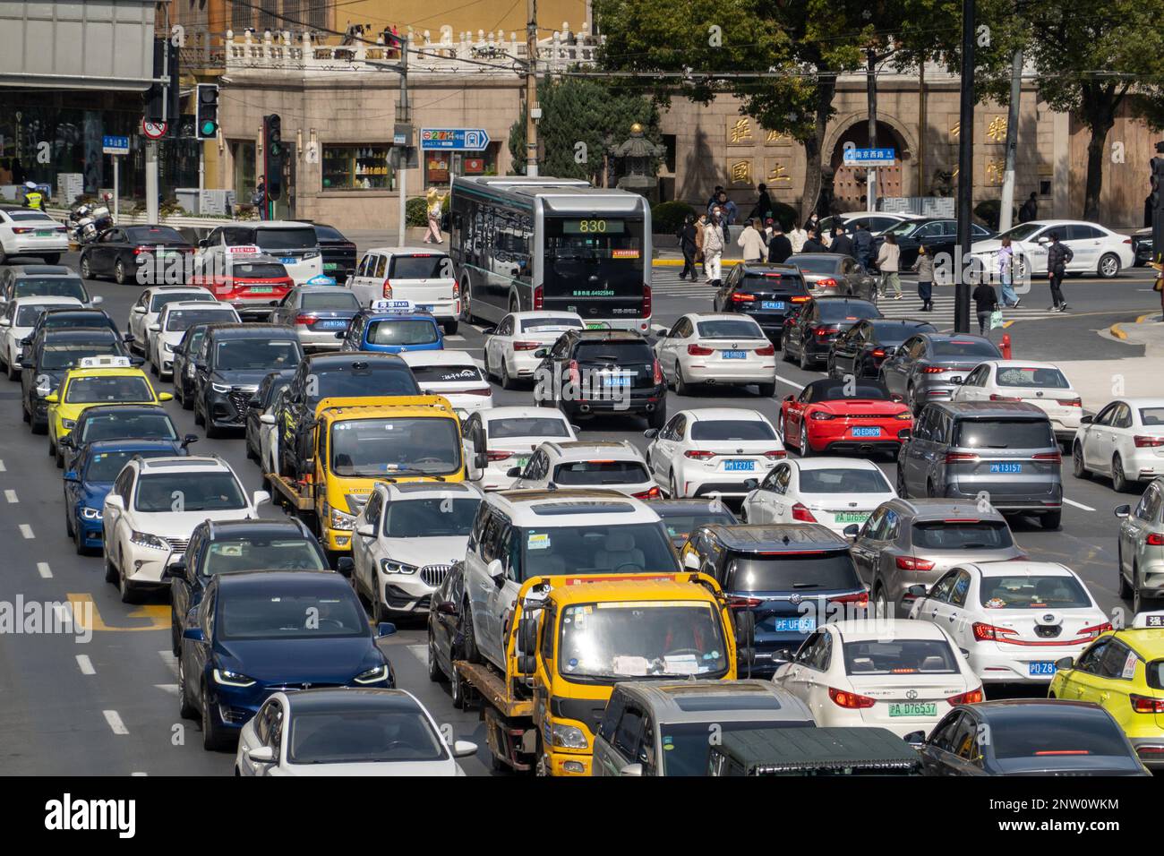 SHANGHAI, CHINA - FEBRUARY 28, 2023 - Traffic jams on a road in ...