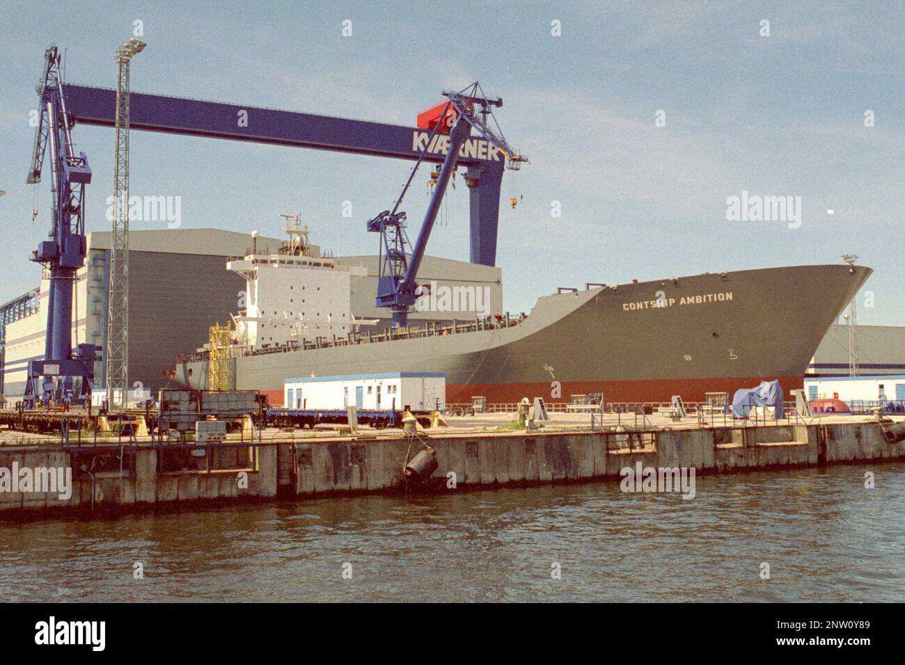 The container ship Contship Ambition being built at Rostock in 1996 ...