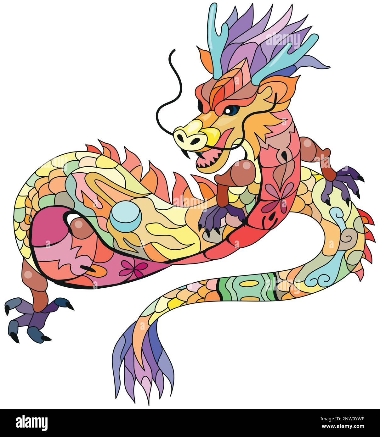 Zentangle dragon. Hand drawn decorative vector illustration Stock ...