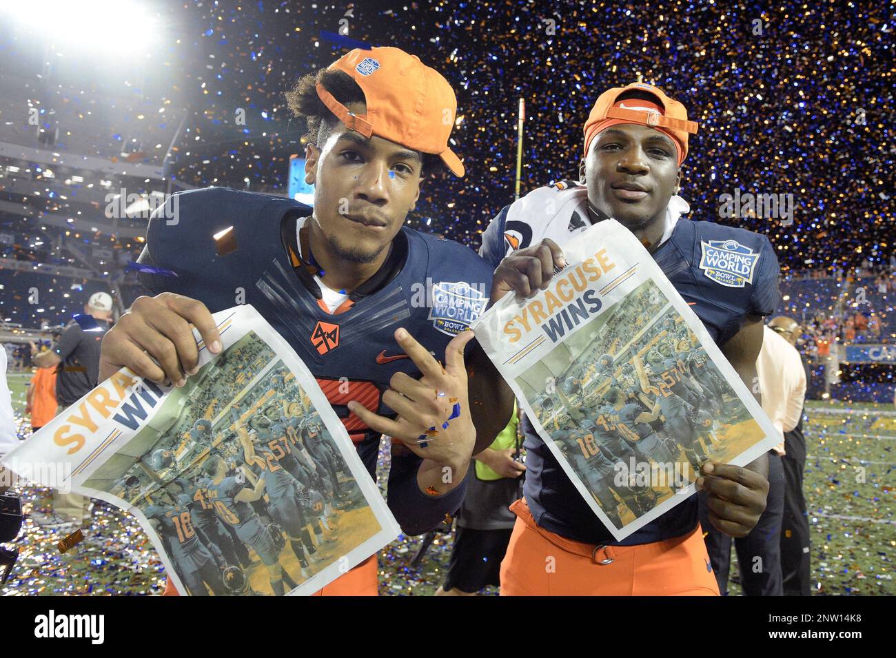 Syracuse defensive back Andre Cisco, left, and defensive back Trill ...