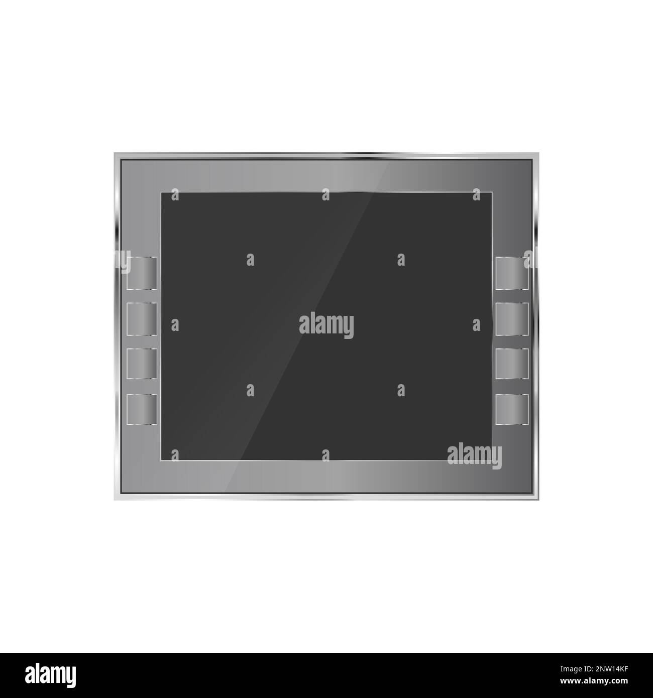 Industrial personal computer, operator panel screen. Front view, vector ...
