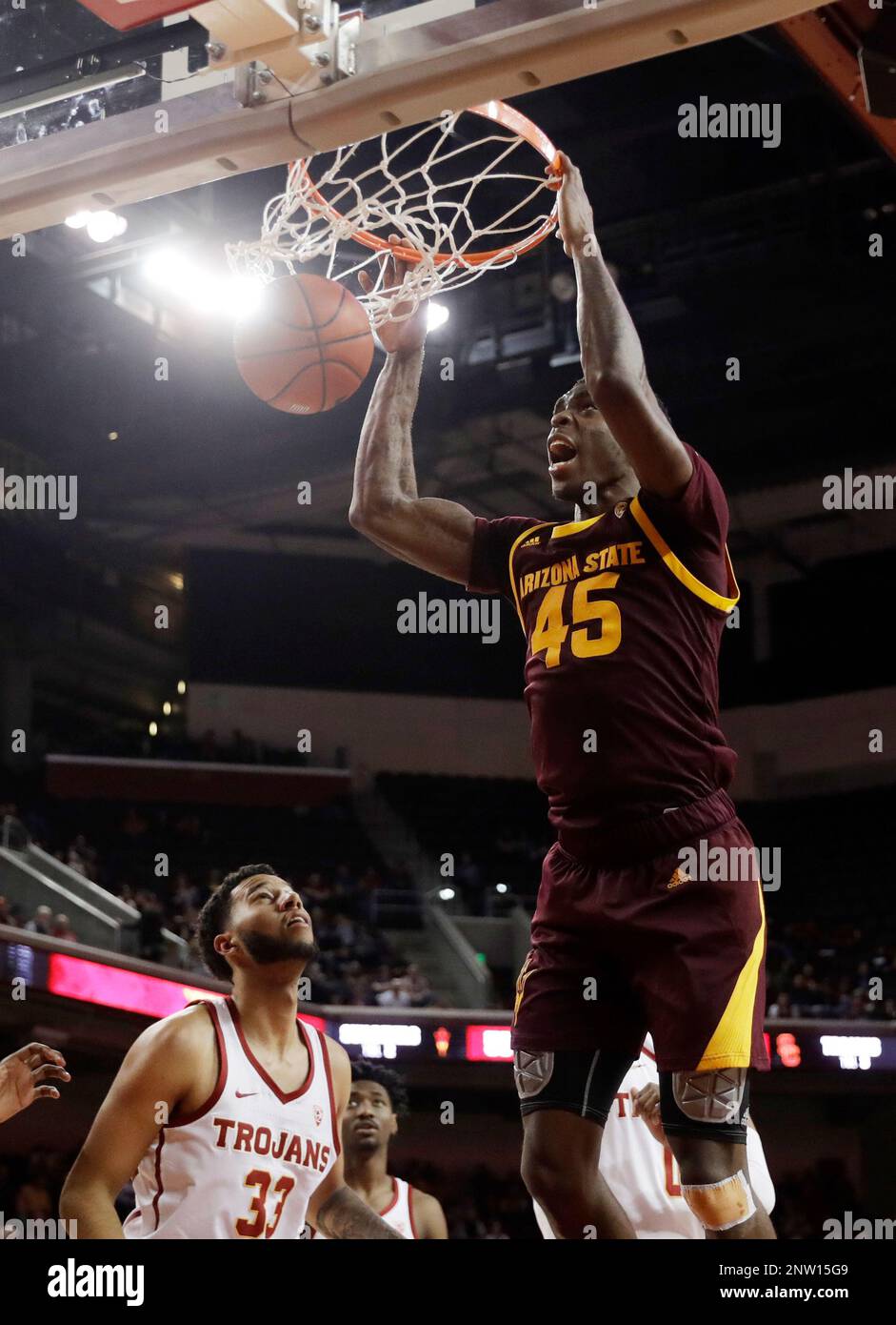 Arizona State forward Zylan Cheatham (45) dunks over Southern ...