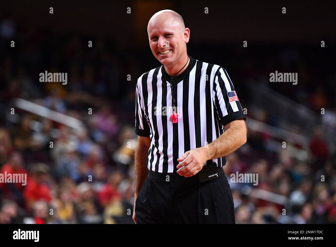 LOS ANGELES, CA - JANUARY 24: An referee Michael Greenstein looks on ...
