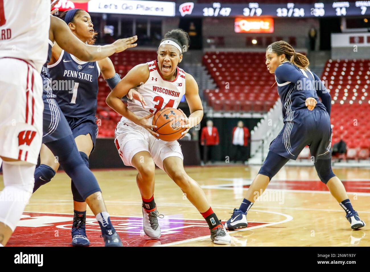 MADISON, WI - JANUARY 24: Wisconsin forward Imani Lewis (34) tries to ...