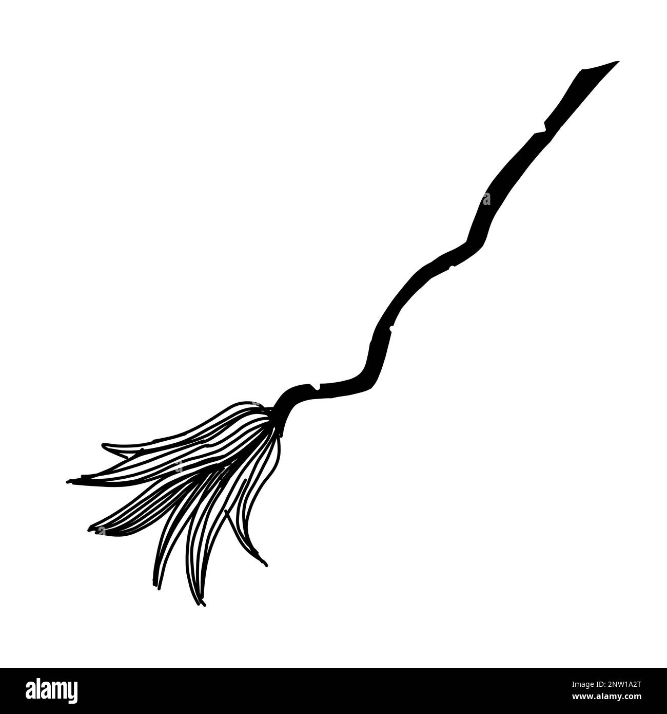 Cartoon witch broom. Halloween magic broom. Vector illustration in ...