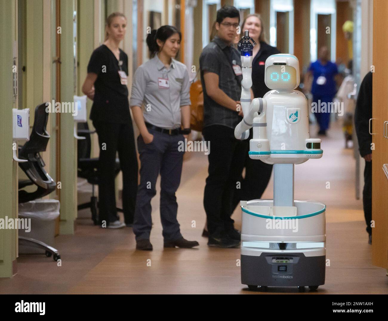 In this on Monday, Jan. 21, 2019 photo, hospital staff and ...