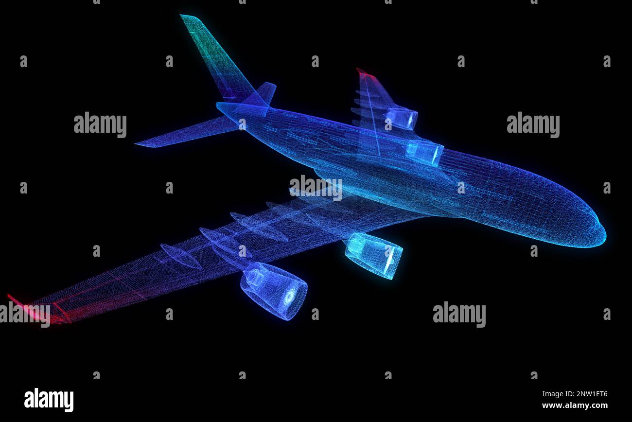 Airplane flying travel low poly. Blue business airliner tourism ...