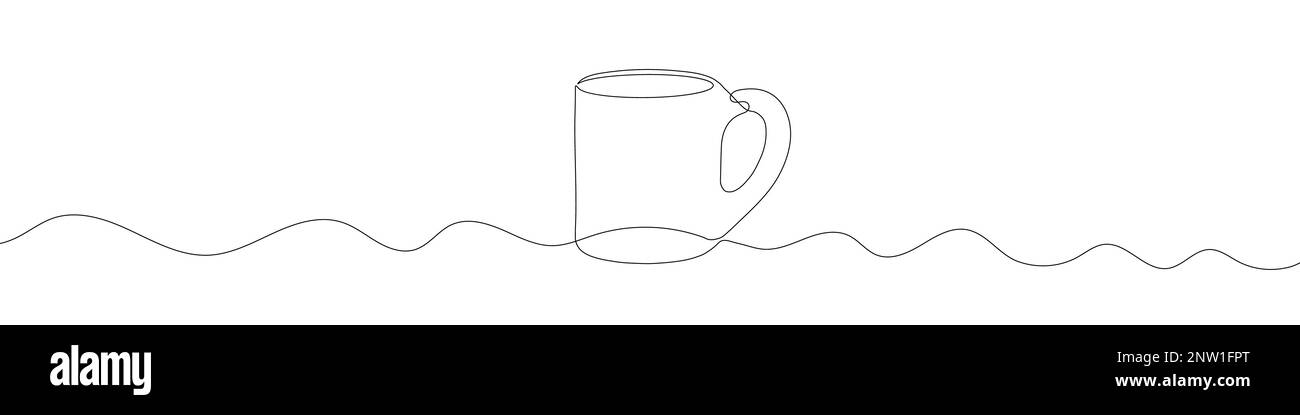 Continuous line drawing of cup. The mug one line icon. One line drawing ...