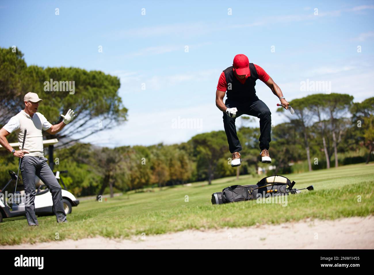 If you think playing is hard try losing. Shot of a frustrated golfer ...