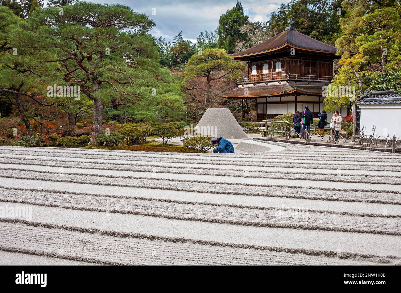 Silver Pavilion and Zen garden symbolizing Mount Fuji and the sea, in ...