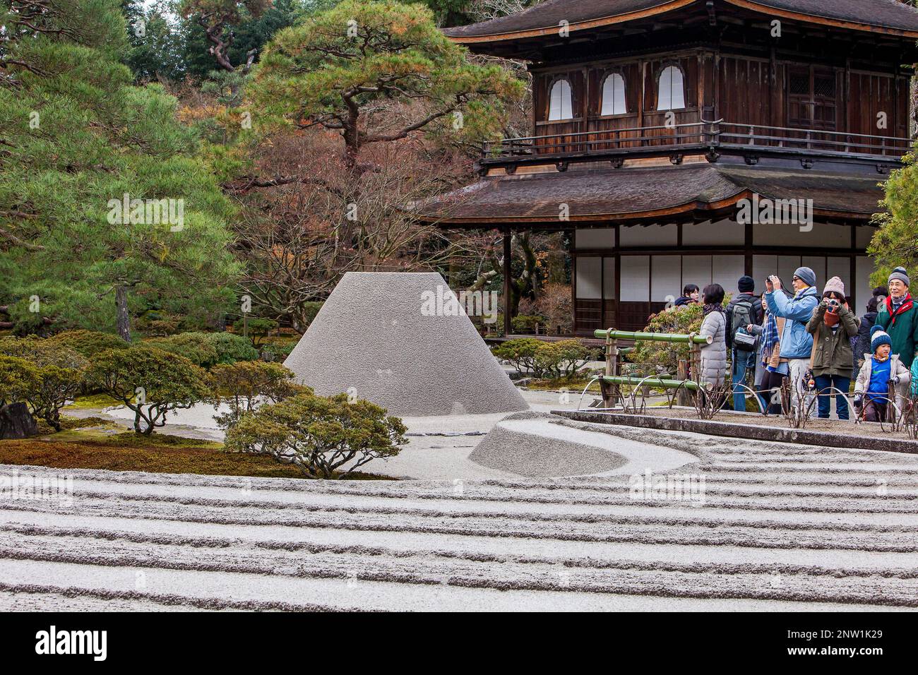 Silver Pavilion and Zen garden symbolizing Mount Fuji and the sea, in ...