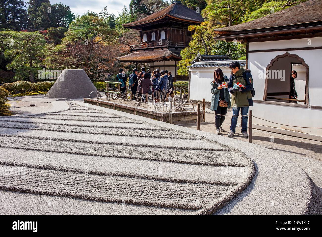 Silver Pavilion and Zen garden symbolizing Mount Fuji and the sea, in ...