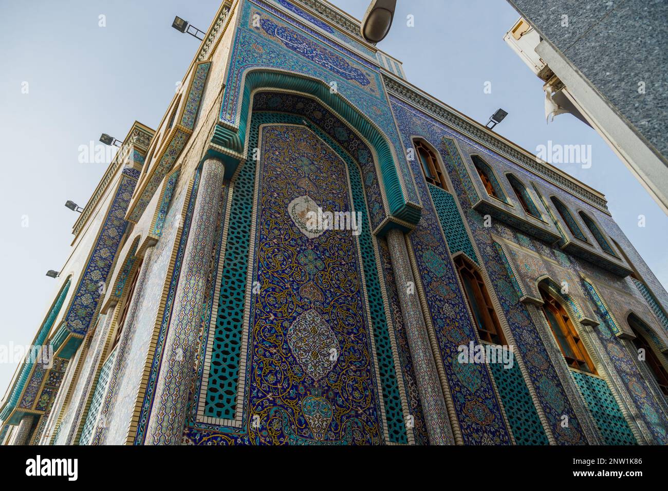 The facade of the mosque at the textile market in the old part of Dubai ...