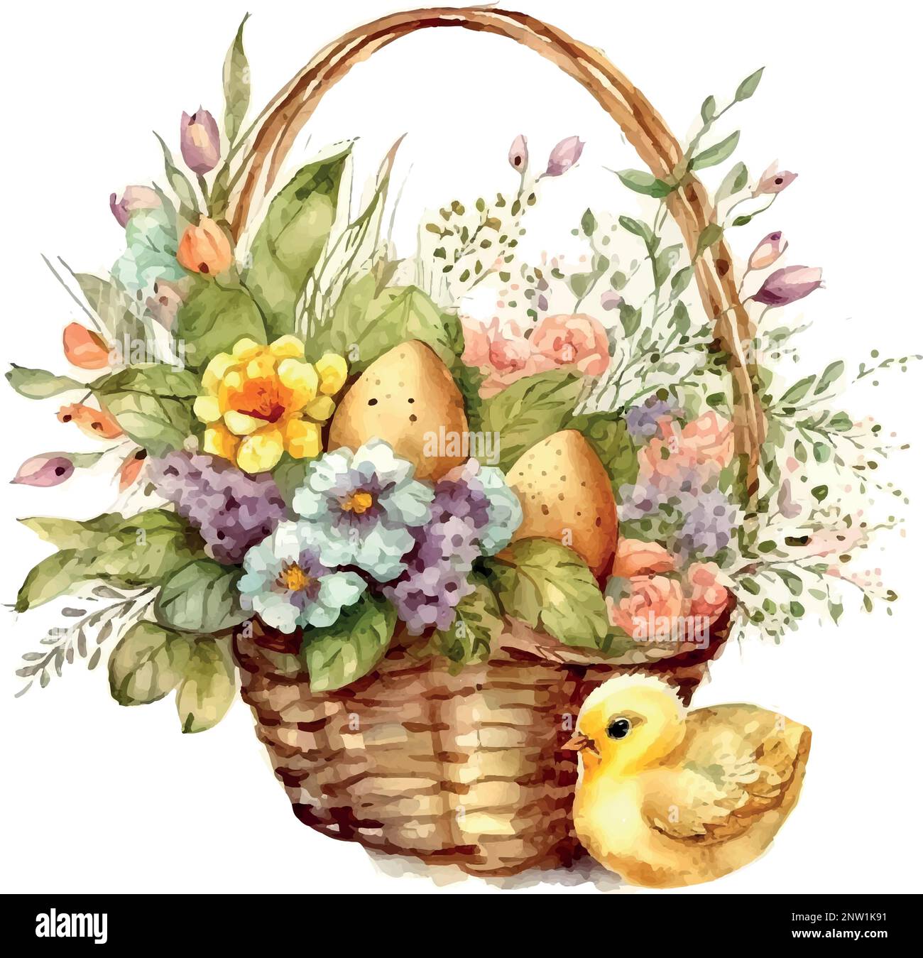 Happy easter Vector cute classic illustrations of easter eggs in a ...
