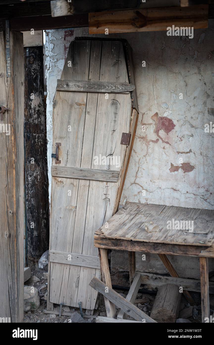 Classic wooden coffin from the city of the far and wild west Stock ...