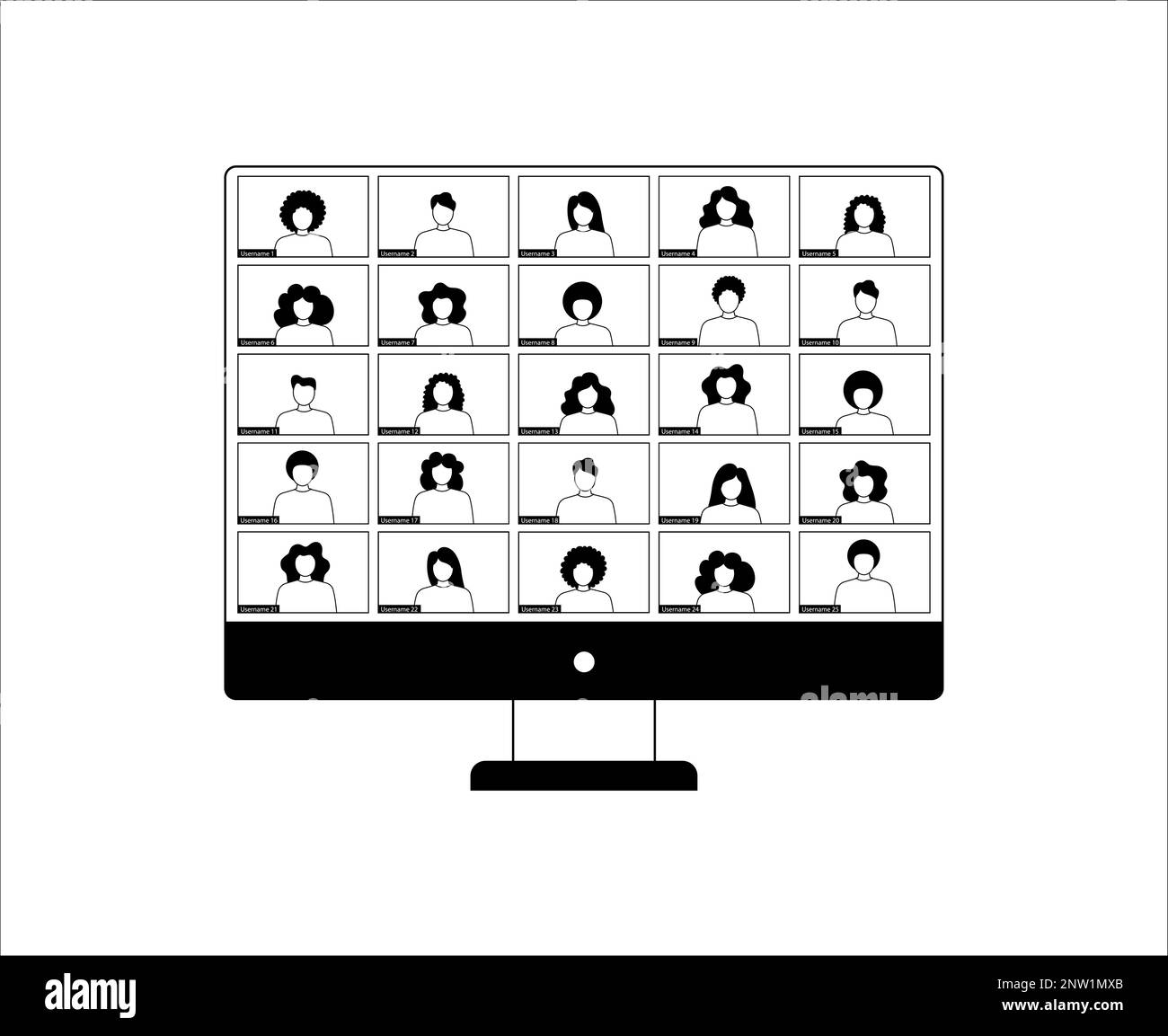 Illustration for video conferencing and meetings application on desktop ...