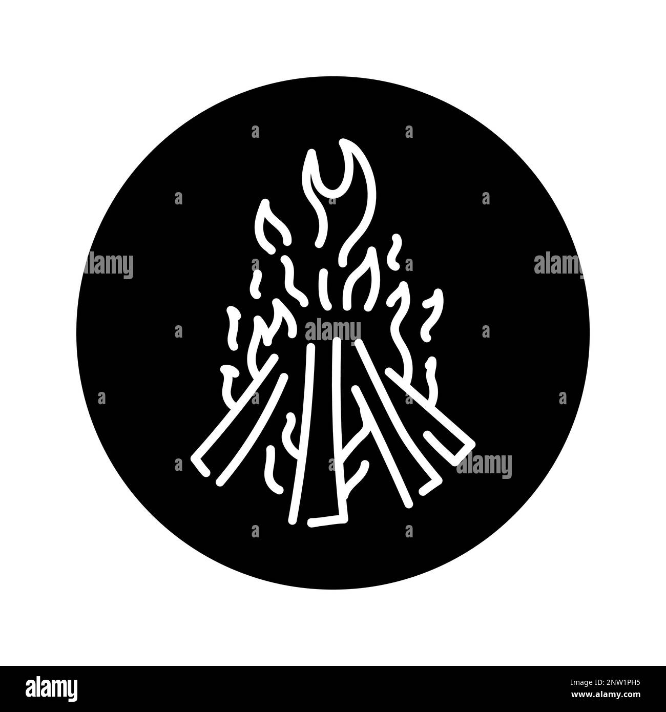 Bonfire black line icon. Natural element. Pictogram for web page ...