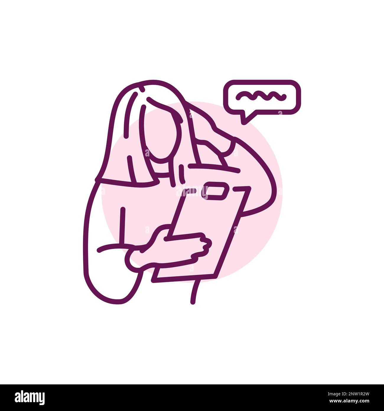 Businesswoman thinking color line icon. Female entrepreneur. Pictogram ...