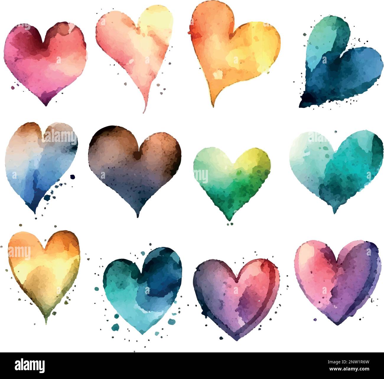 Set of watercolor hearts. Vector illustration Stock Vector Image & Art ...