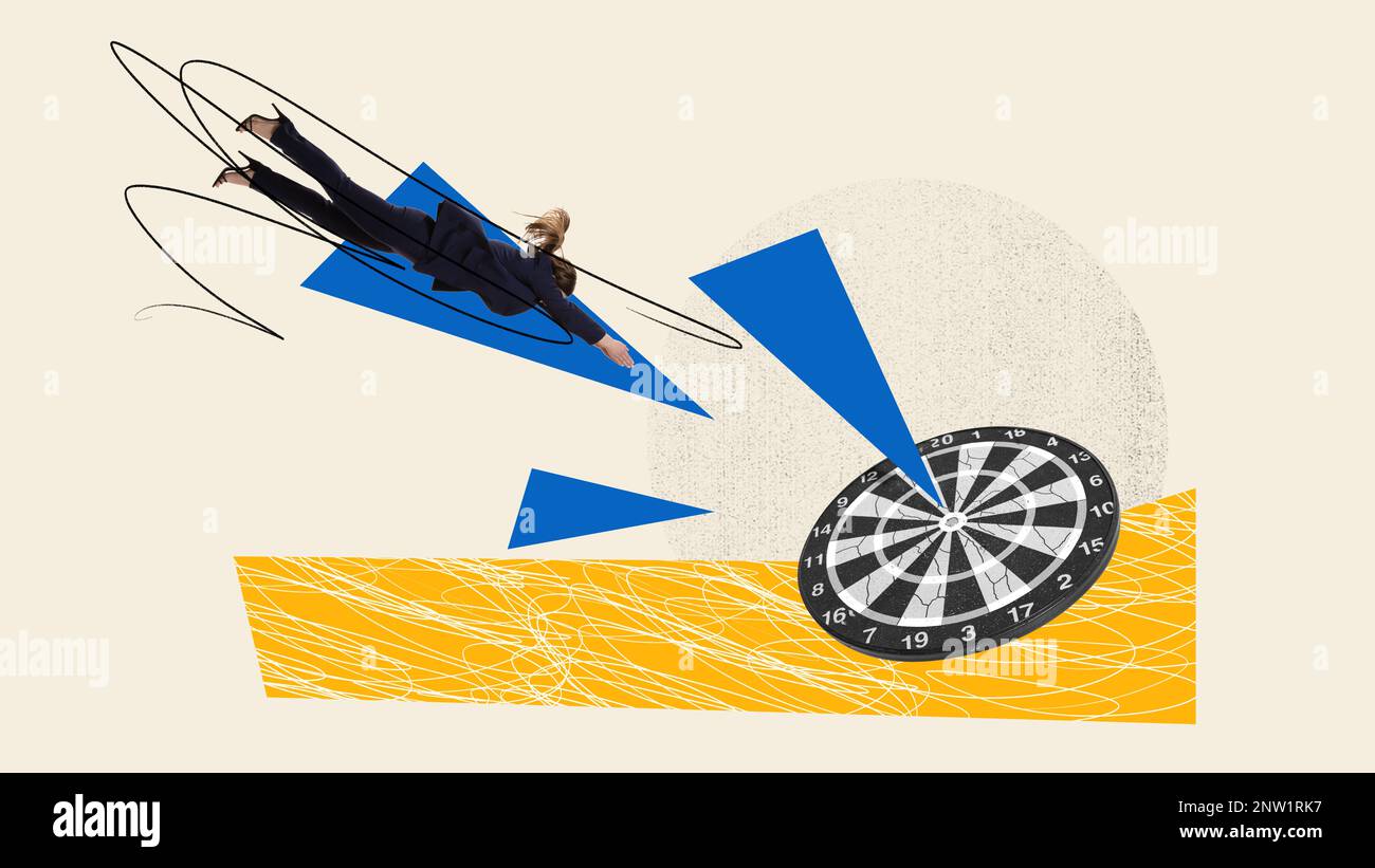 Conceptual design. Contemporary art collage. Hitting target. Motivated ...