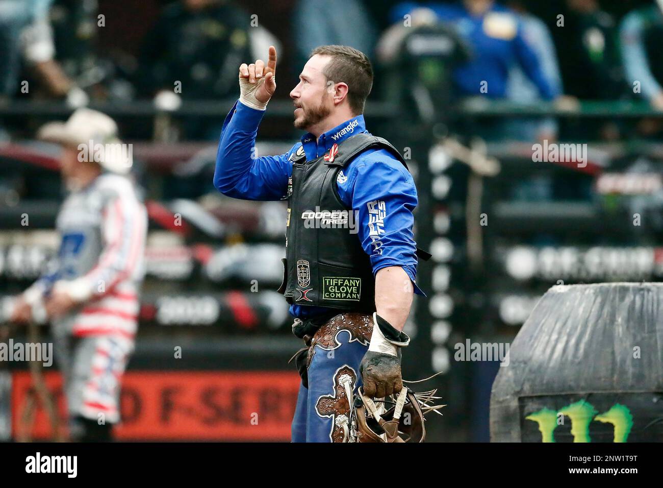 GLENDALE, AZ - JANUARY 19: Cody Nance celebrates following his ride of ...