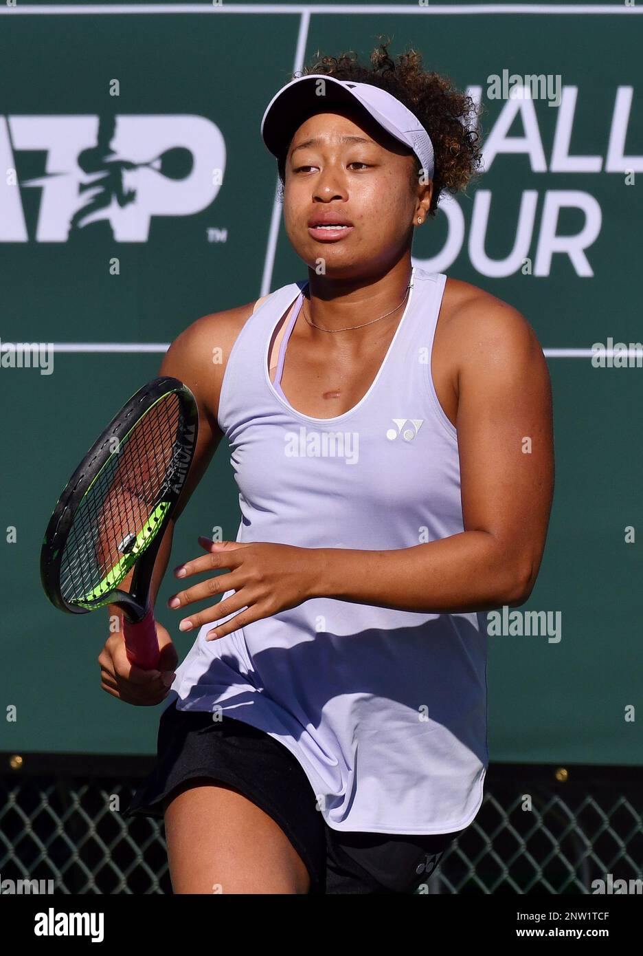 NEWPORT BEACH, CA - JANUARY 22: Mari Osaka (JPN) in action during a ...