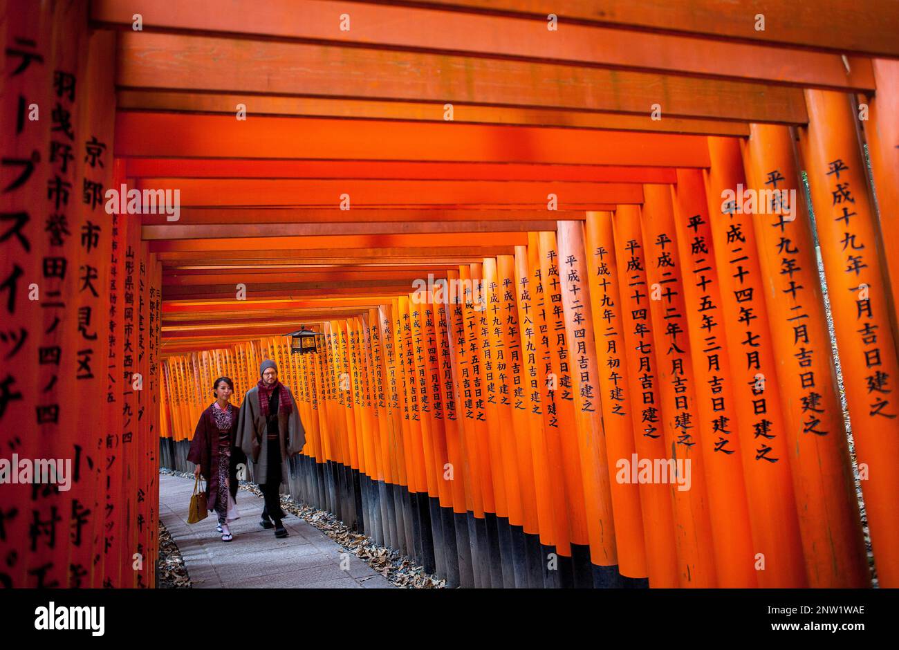 Torii gates at Fushimi Inari-Taisha sanctuary,Kyoto, Japan Stock Photo ...