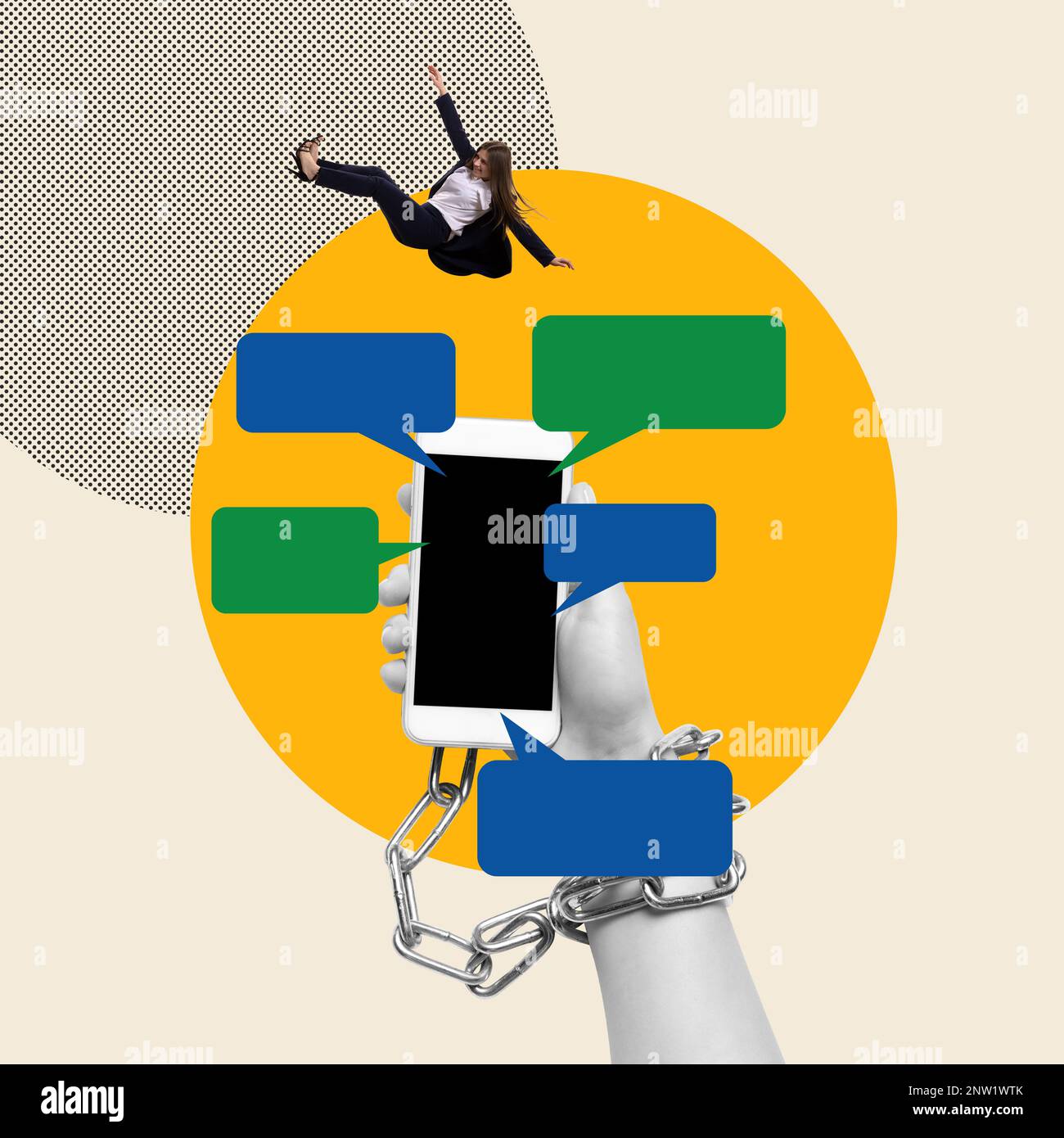 Conceptual design. Contemporary art collage. Addicted to online ...