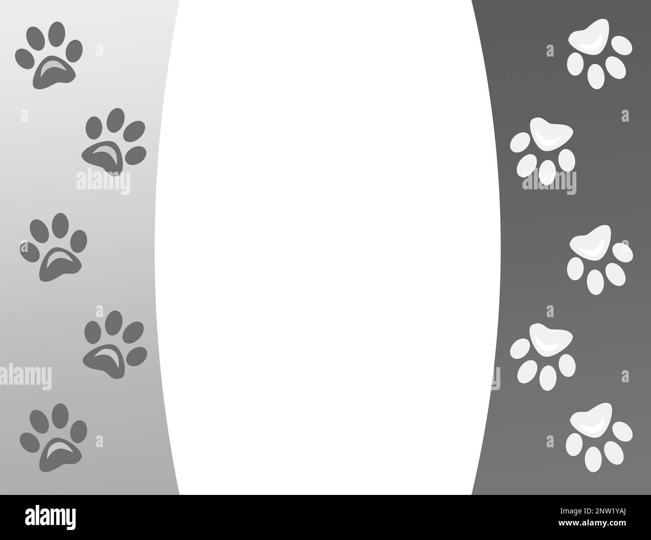 Animal paw prints black and white frame border background design ...