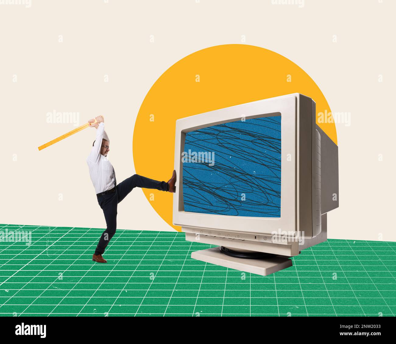 Conceptual design. Contemporary art collage. Bad signal. Mistakes ...