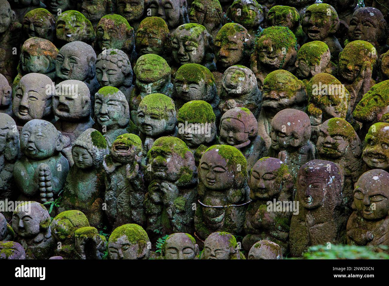 Stone staues at Otagi Nenbutsu ji Temple, Arashiyama Sagano area,Kyoto ...