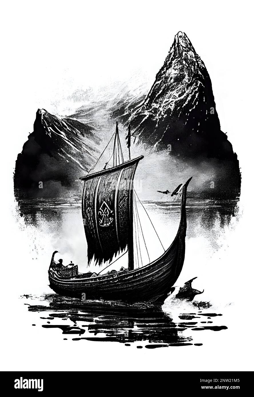 Viking boat drawing hi-res stock photography and images - Alamy