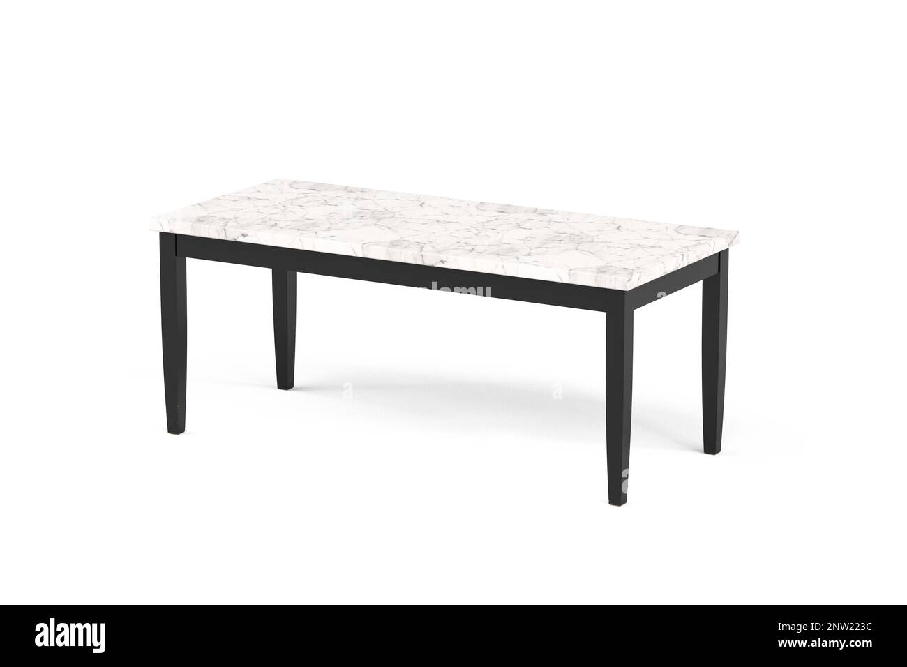 Dining table with marble top on metal legs isolated on white background ...