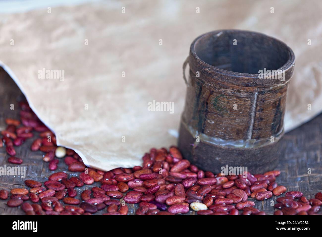 Full frame close-up on a stack of red beans on a market stall Stock ...