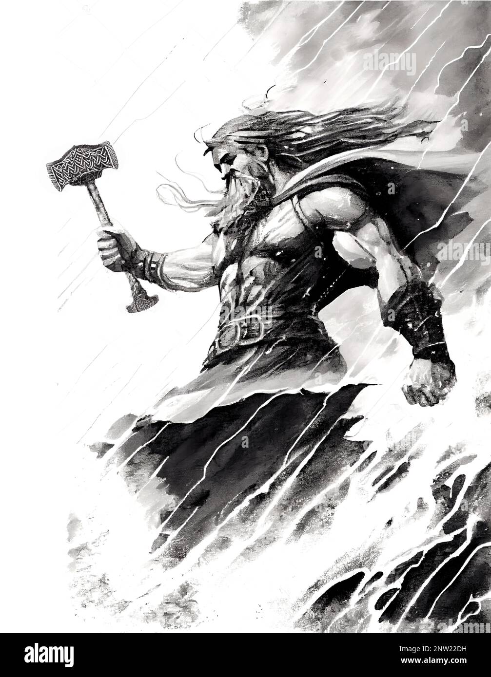 Thors hammer drawing hi-res stock photography and images - Alamy