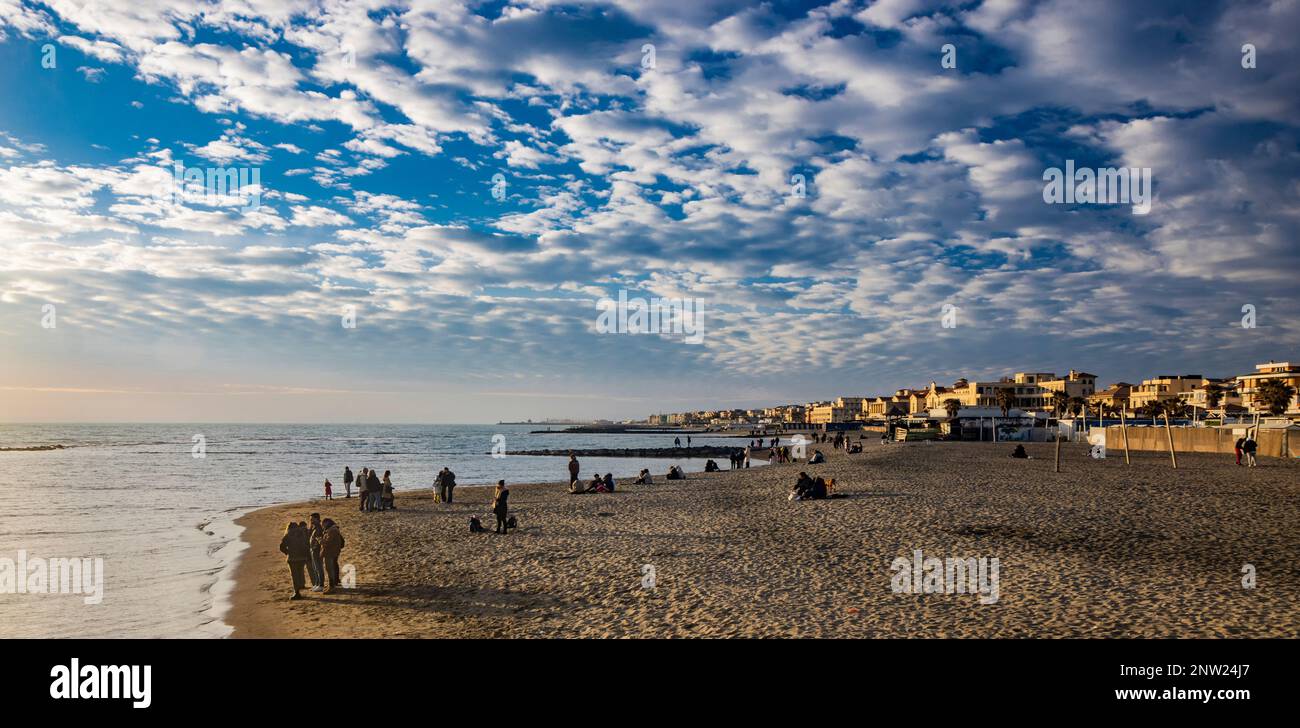 February 12, 2023 - Ostia, Rome, Italy. The sea of Ostia, on the Roman ...
