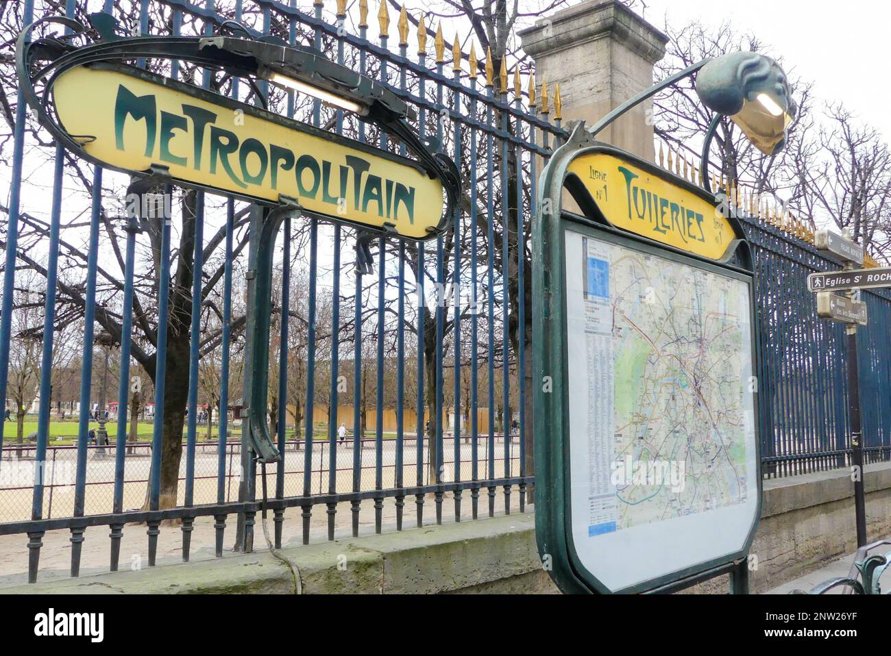 Paris, France. February 19. 2023.Entrance of the public transport in ...