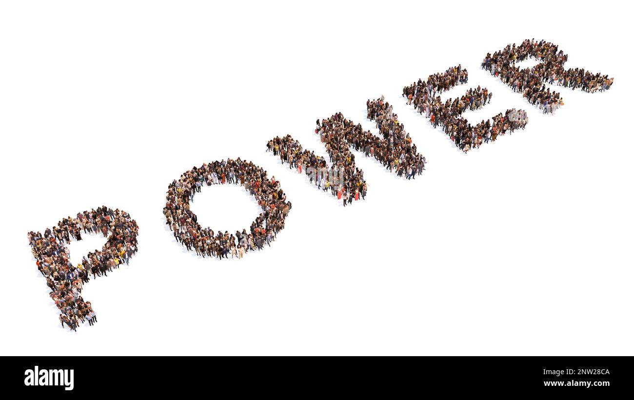 Concept conceptual large community of people forming the word POWER ...