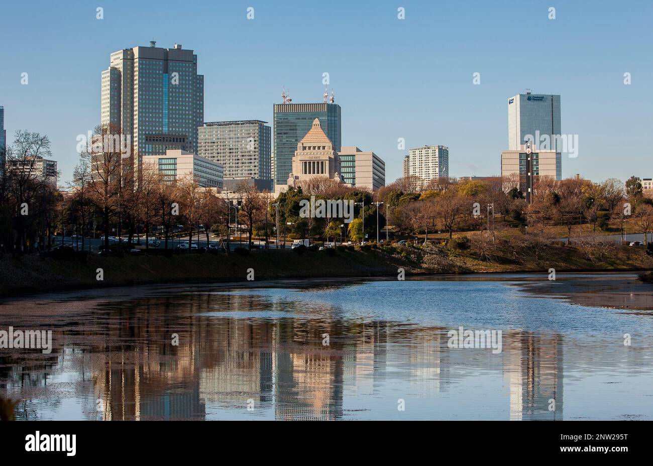 National Diet and the complex of ministry buildings, from Sakurada ...