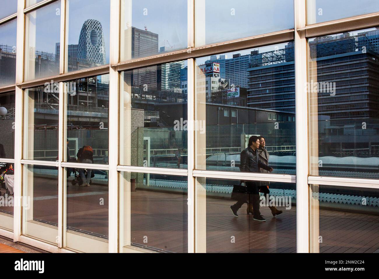 Reflections in skyscrapers of Takashimaya Times Square, Shinjuku Tokyo ...