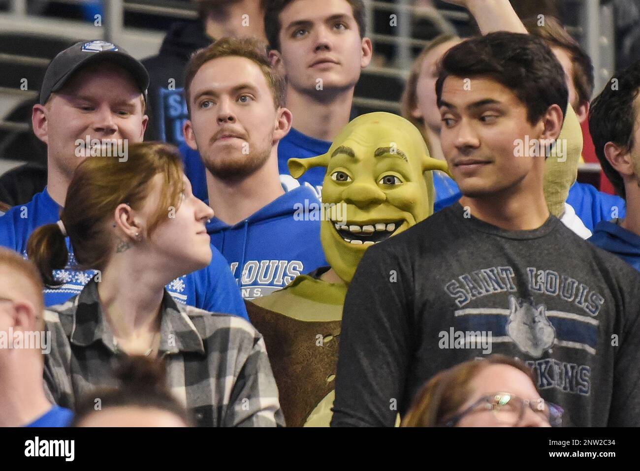 January 18, 2019 - St. Louis, Missouri, U.S - A fan entertains those ...