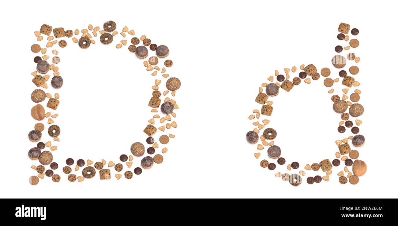 Concept or conceptual set of pastry delicious products forming the font ...