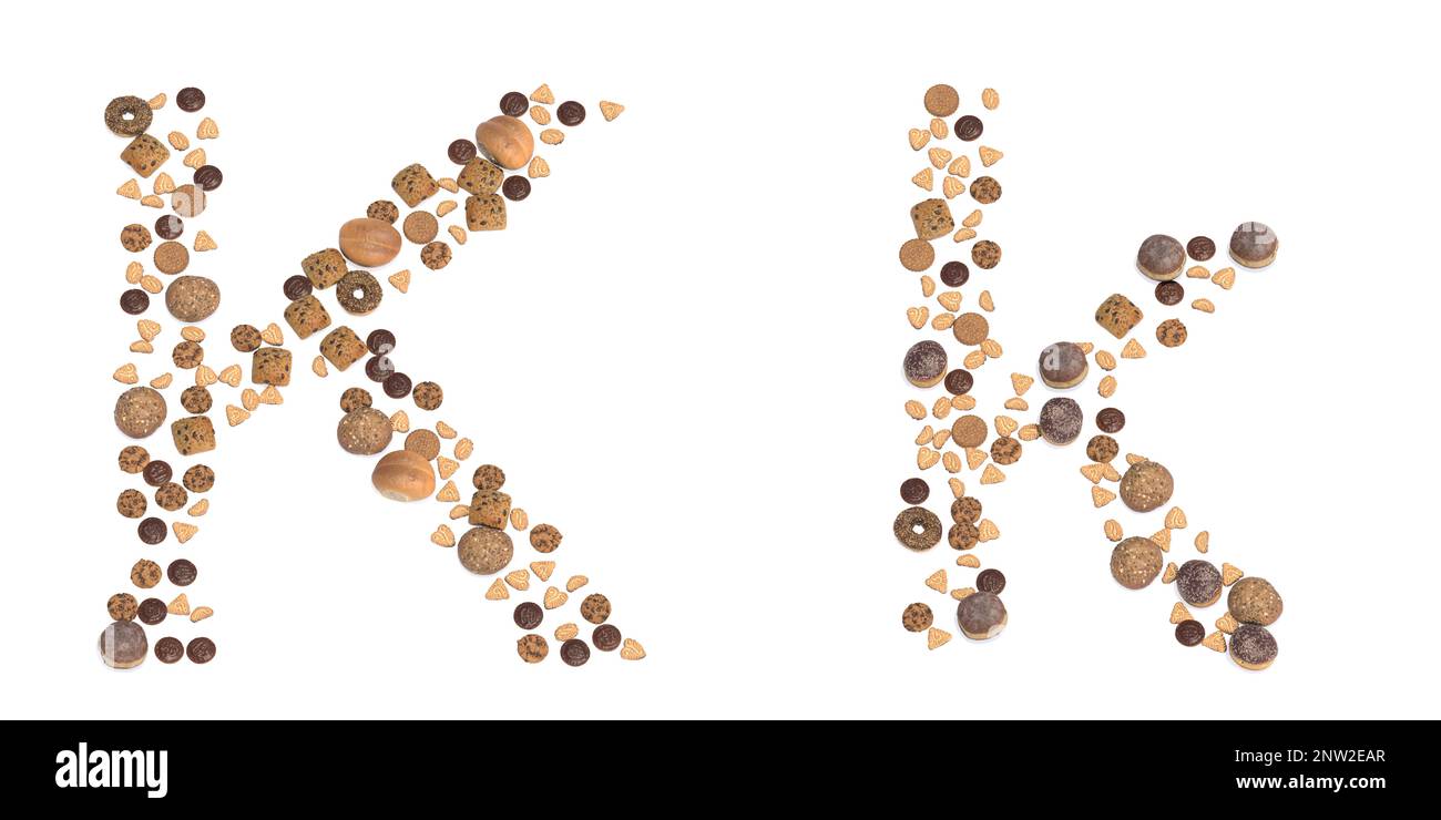 Concept or conceptual set of pastry delicious products forming the font ...