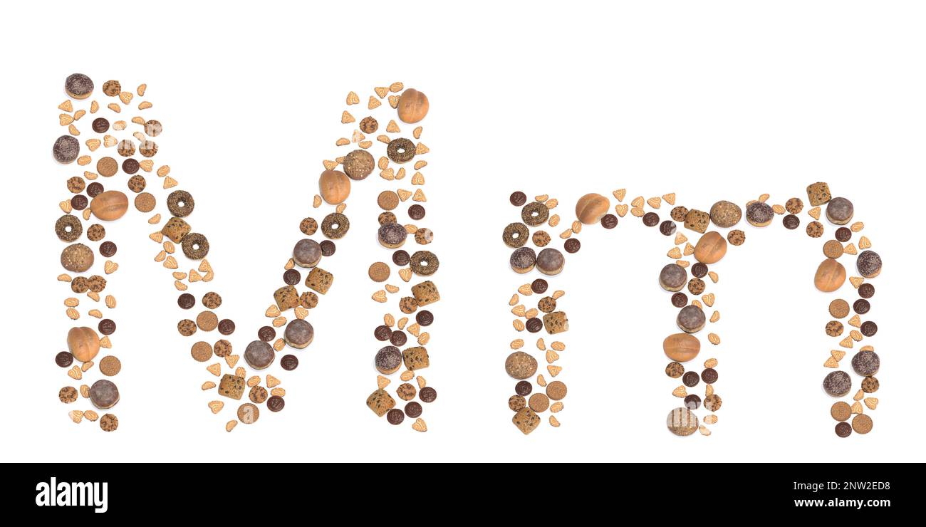 Concept or conceptual set of pastry delicious products forming the font ...
