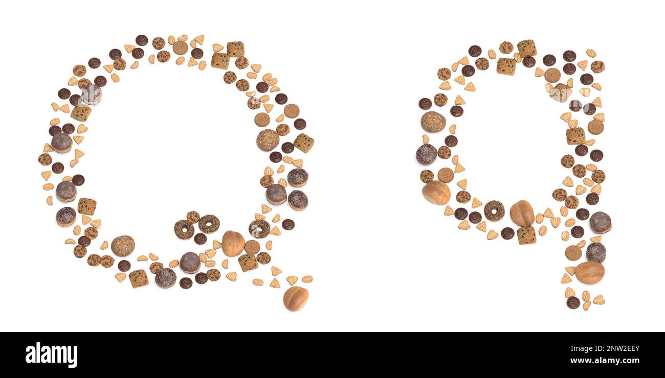Concept or conceptual set of pastry delicious products forming the font ...