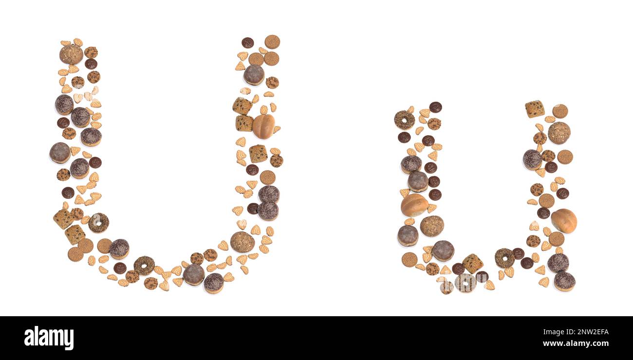 Concept or conceptual set of pastry delicious products forming the font ...