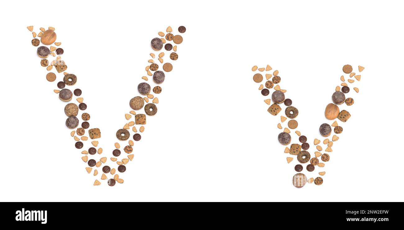 Concept or conceptual set of pastry delicious products forming the font ...