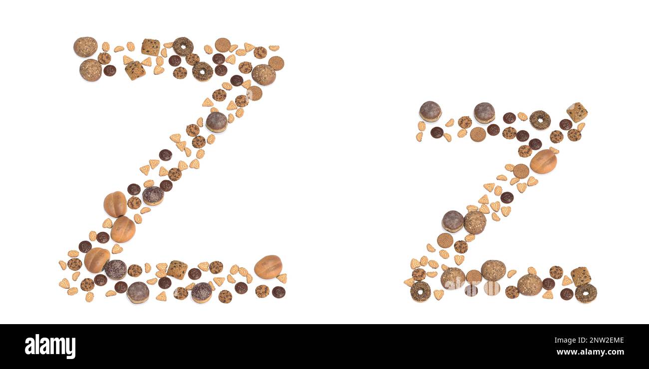 Concept or conceptual set of pastry delicious products forming the font ...