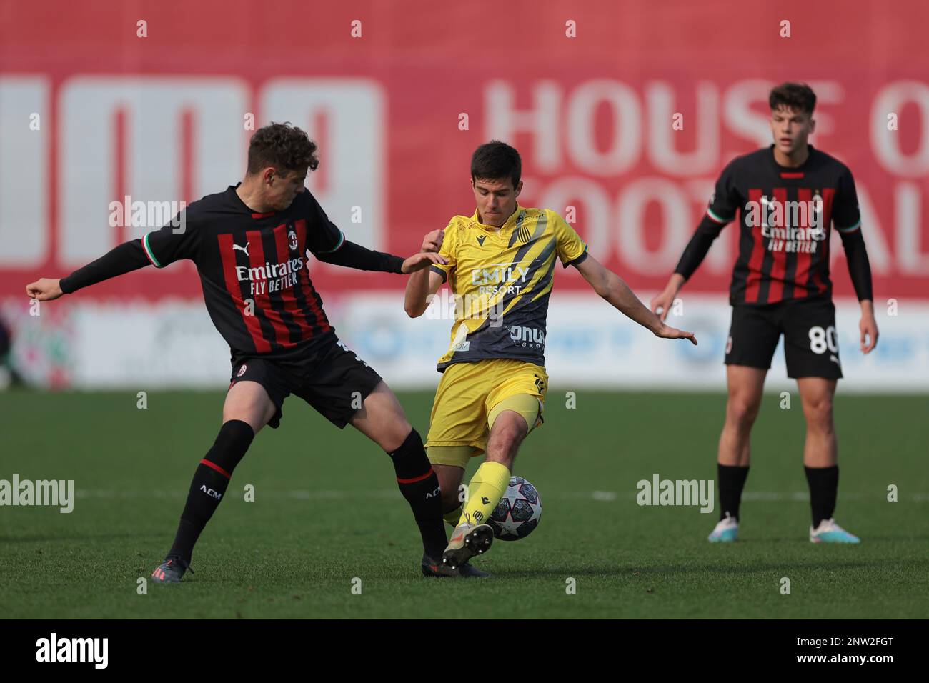 Milan, Italy, 28th February 2023. Jordan Longhi of AC Milan looks on as ...